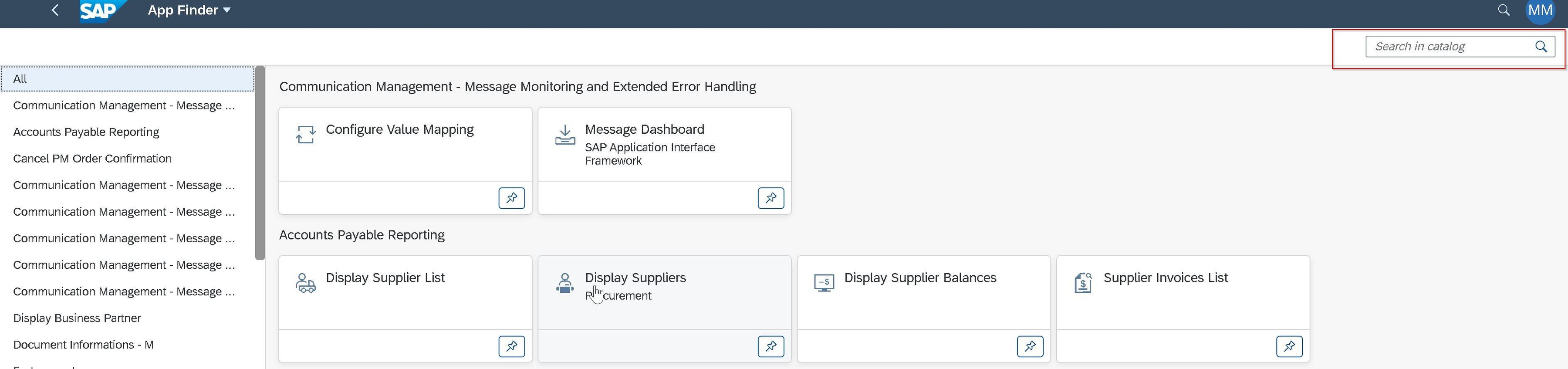 How to search for an APP in SAP FIORI?