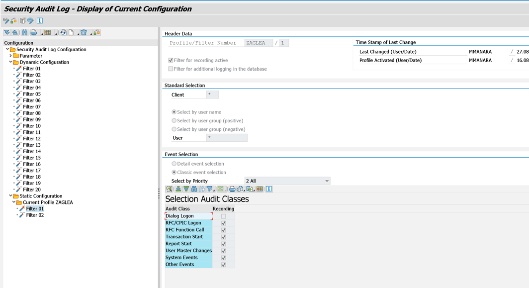 SAP Security Audit Log