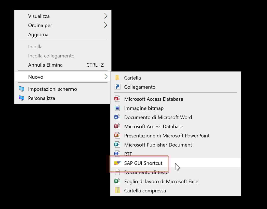 SAP Password shortcut link