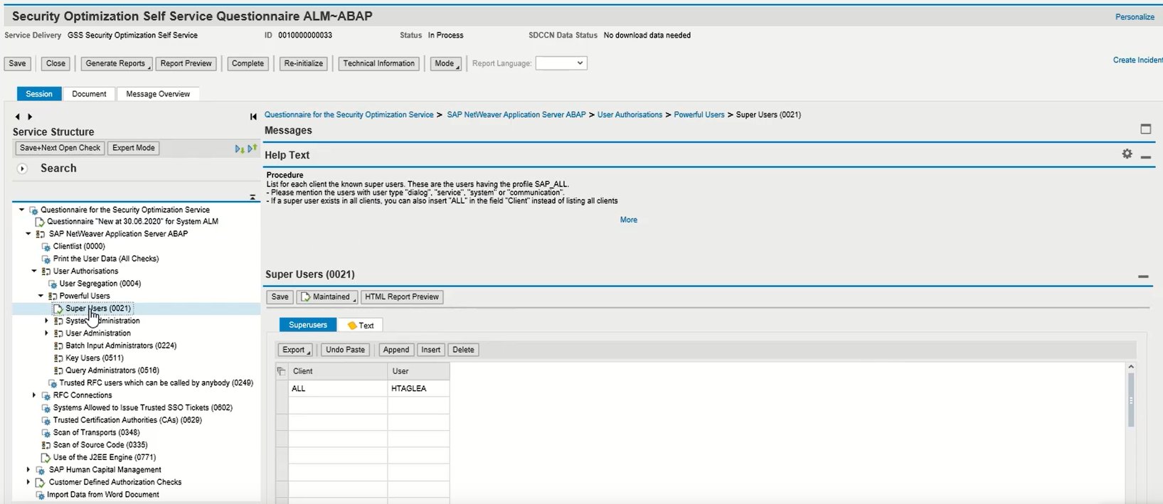 SAP Security Optimization Service (SOS)