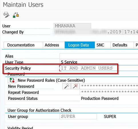 SAP Password Policy